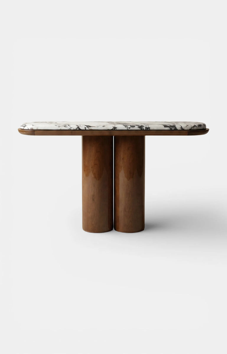 Ida Wood & Calacatta Viola Marble Console | Sculptural Designer ...