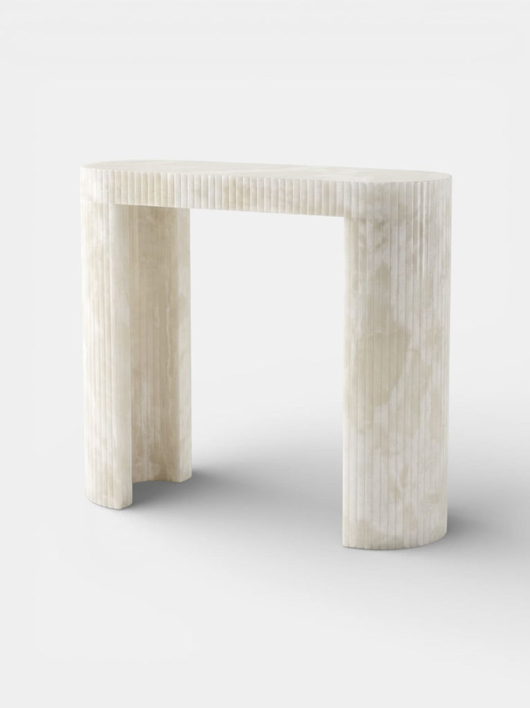 COMO PLINTH | White Onyx & Brown Wood Luxury Pedestal – GAIA'S ROOTS
