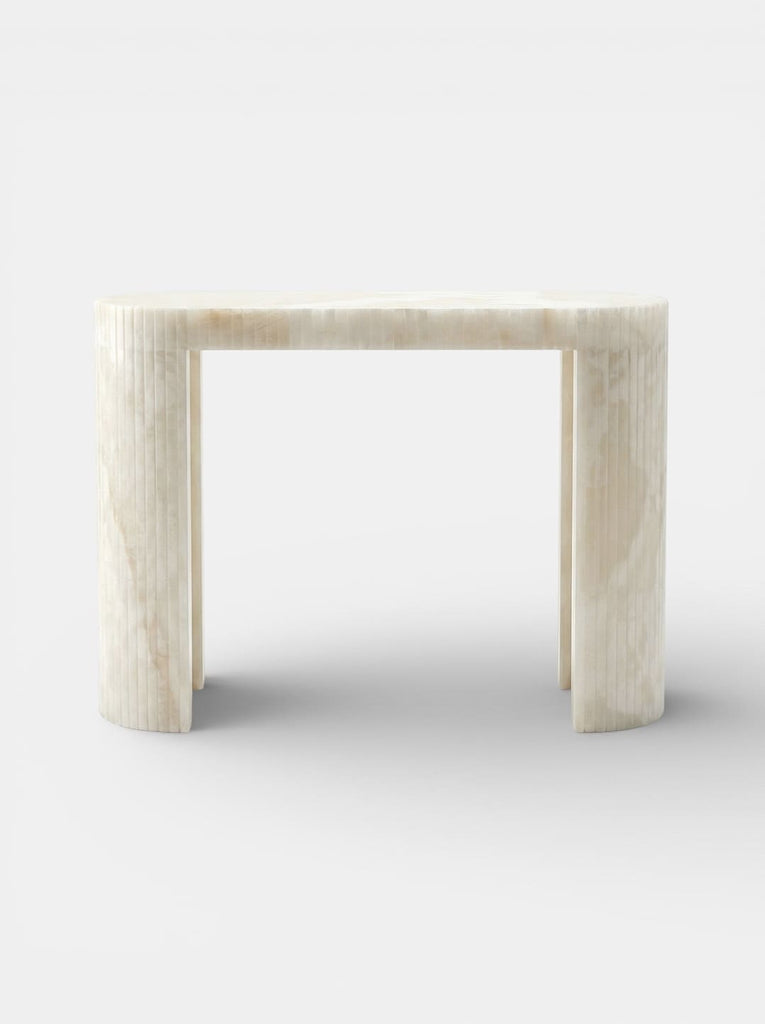 COMO PLINTH | White Onyx & Brown Wood Luxury Pedestal – GAIA'S ROOTS